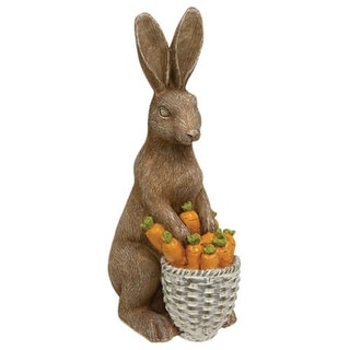 Standing Resin Bunny With Carrot Basket - 4” x 6” x 10” - Bed Bath ...