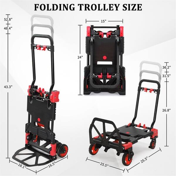 2-in-1 Foldable Hand Truck Dolly with Convertible Hand - W25.5xD25 ...