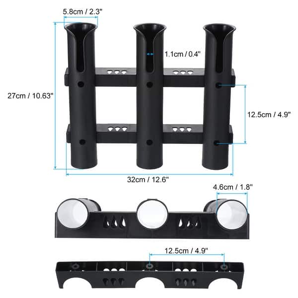 3 Tube Fishing Rod Holders Plastic Wall-Mounted Rack Pole Bracket for ...
