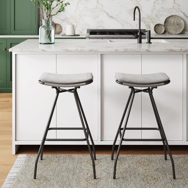Nathan James Dominique Industrial Backless Kitchen Bar Stool with Brown ...