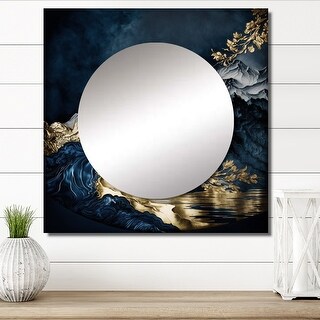 Designart "Gold Frosted River And Mountain I" Mountains Wall Mirror ...