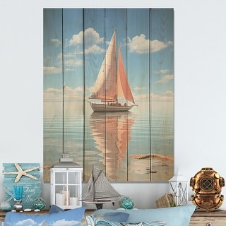 DESIGN ART "Maritime Sailboard Horizon I" Coastal Wood Wall Decor ...