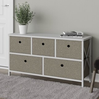 5 Drawer Cube Storage Organizer, White and Oat - Bed Bath & Beyond ...