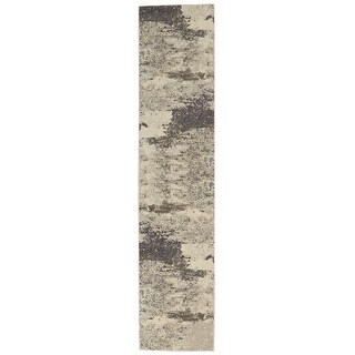 2' X 6' Ivory And Grey Abstract Power Loom Non Skid Runner Rug - 3'6 ...