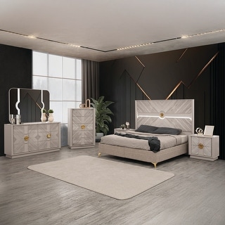 Eternity 4PC/5PC Bedroom Set with Eucalyptus-Veneer Finish, Hydraulic ...