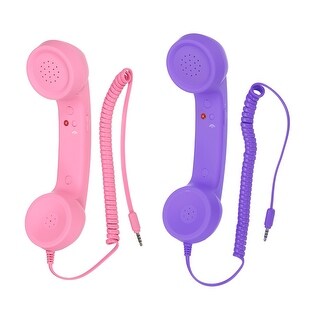 2 Pack 3.5mm Retro Telephone Handset Telephone Receiver Pink,Purple ...