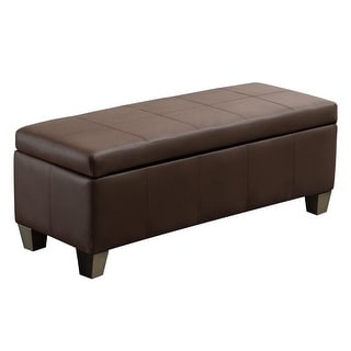 Faux Leather Ottoman with Storage, Rectangular Extra Long Storage Bench ...