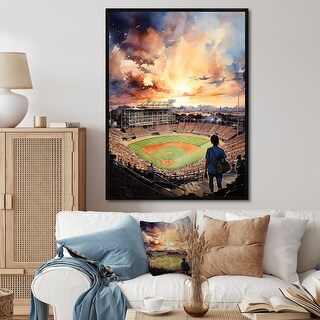 Designart "Abstract Baseball Stadium VI" Stadiums Framed Wall Art ...