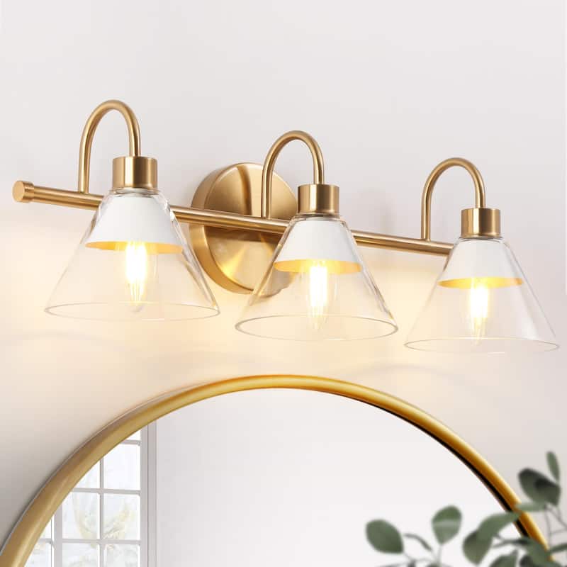 Seticy Modern Transitional Gold 3-Light Bathroom Vanity Lights Linear ...