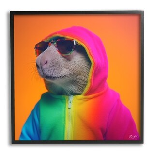 Stupell Rainbow Beaver Portrait Framed Giclee Art Design by Roozbeh ...