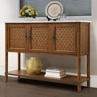 Artificial Stone Look Entryway Table Console Table with Cabinets and ...