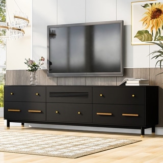 TV Stand for 75+ Inch TV, Entertainment Center TV Cabinet Console Table ...