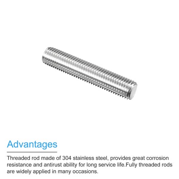 Fully Threaded Rod M16x80mm 2mm Pitch 304 Stainless Steel Right Hand ...