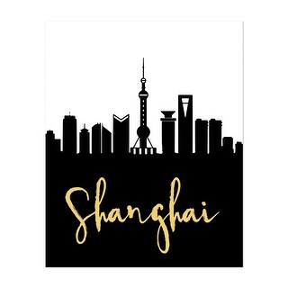 Shanghai China Shanghai China Gold City Skyline Art Print/Poster - Bed ...