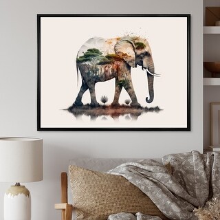 Designart "Double Exposure Of A Elefant With African Landscape I ...