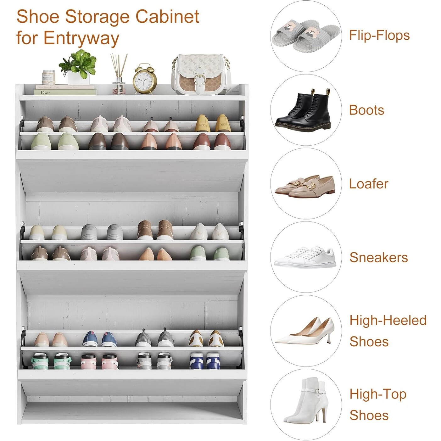 Shoe Cabinet with 3 Flip Drawers, Modern Shoe Rack Storage Shoe Cabinet with 3 Flip Drawers, Modern Shoe Rack Storage