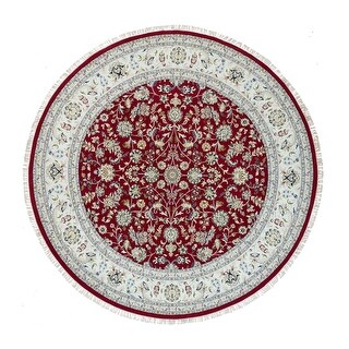 Shahbanu Rugs Burgundy Red, Soft Wool, Hand Knotted, Nain with All Over ...