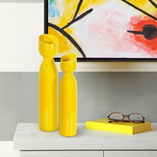 Allan Andrews Contemporary Glossy Yellow Slanted Top Ceramic Vase - Bed ...