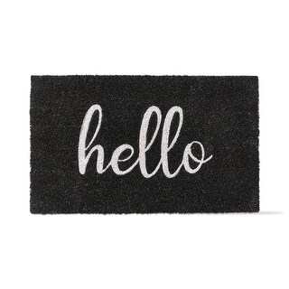 1'6"x2'6" Hello Sentiment Rectangle Indoor and Outdoor Coir Door ...