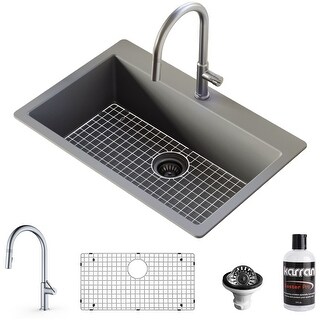 Karran USA QT812KKF350SS Quartz QT 33" Drop In Single Basin Quartz ...
