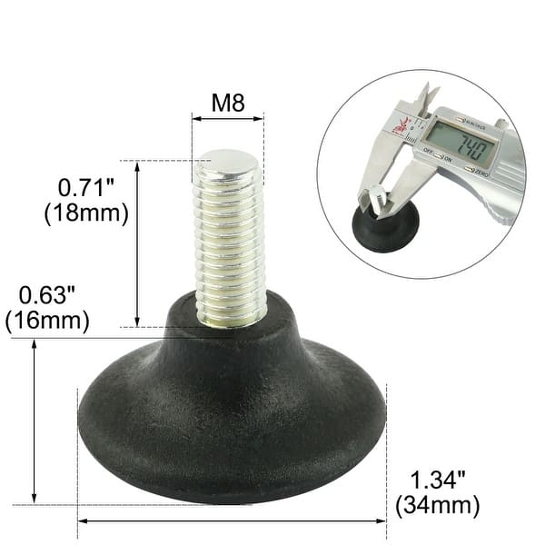 5 Pcs Metal Threaded Rod Round Base Leveling Foot 8mmx34mmx35mm ...