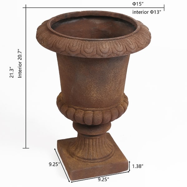 21.3" H Handmade Rustic Brown Fiber Stone Tall Urn Planter Pots - 21.3 ...