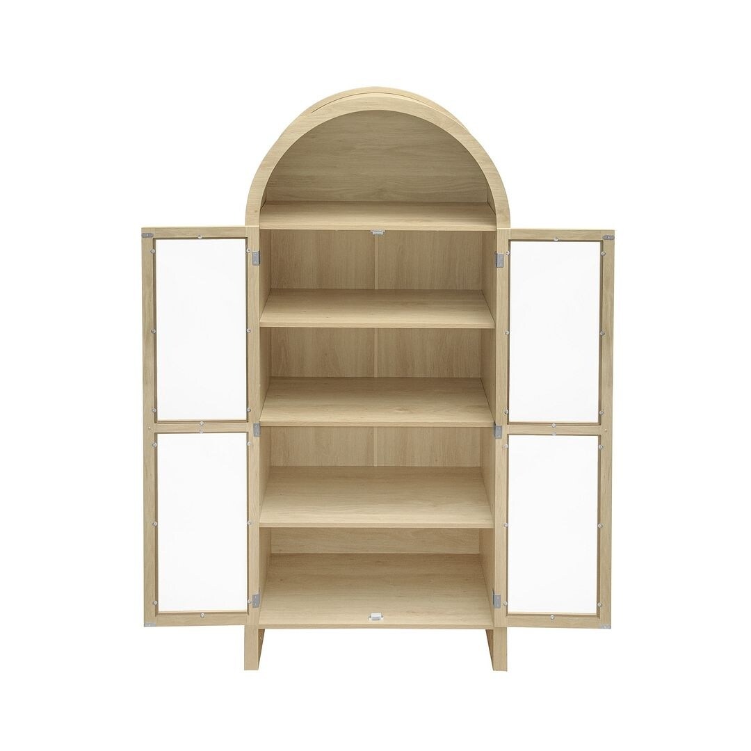 China Hutch 71 Inch Arched Kitchen Pantry Cabinet - Glass Door Display ...