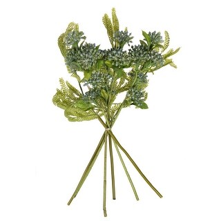 Vickerman 14" Cerulean Blue Artificial Wild Berry and Green Fern Bundle ...