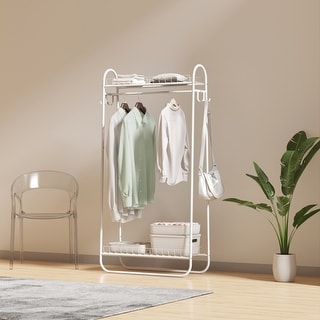 Garment Rack Freestanding Hanger Double Rods Multi-functional Bedroom ...