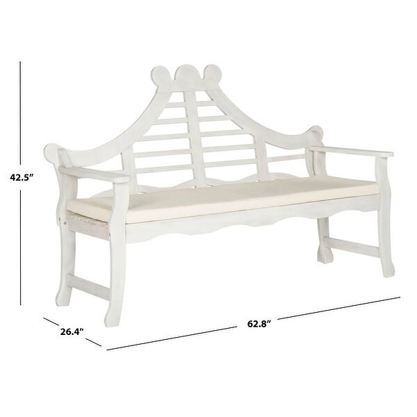 SAFAVIEH Outdoor Living Azusa Antique White Bench - 26.4" x 62.8" x 42. ...