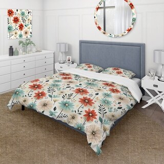 Designart "Beige Coastal Harmony Floral Pattern II" Beige Cottage ...