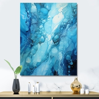 Designart "Symphony White And Blue Drip Painting II" Drip Painting Wall ...