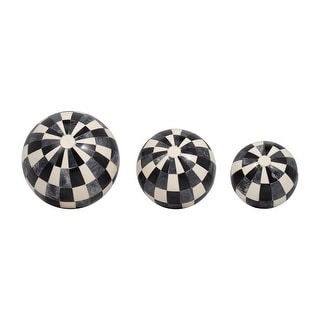 Resin, Set Of 3 4/5/6" Checkered Orbs, Multi, Round, 6"H, Checkered - 6 ...