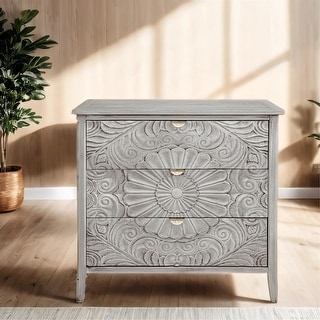 Wood Cabinet with Non-Slip Foot Pads and 3 Drawer - Bed Bath & Beyond ...