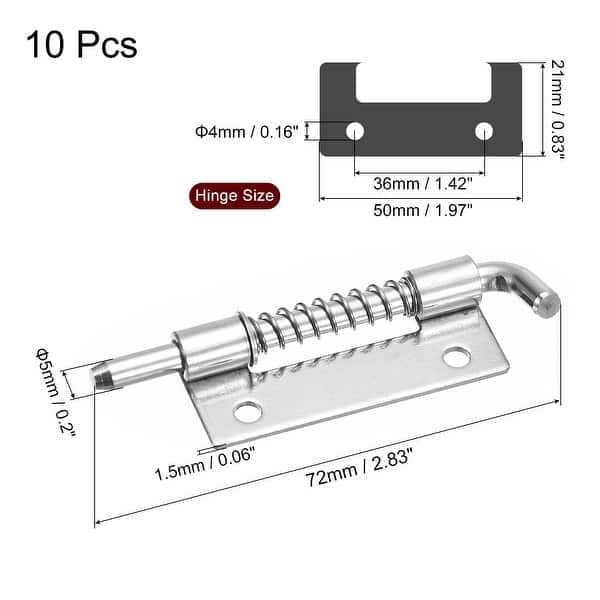 Spring Loaded Latch Pin, 10Pcs Stainless Steel Left-Handed with Hole ...