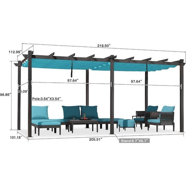 PURPLE LEAF Gazebo Outdoor Retractable Modern Yard Metal Grape Trellis ...