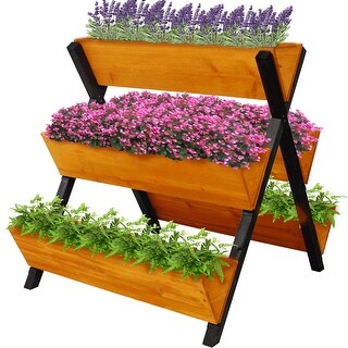 3 Tiers Wooden Vertical Raised Garden Bed with Legs，Slanted Planter ...