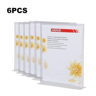 6pc Acrylic Vertical T-Type Card Insert Table Sign Transparent Display ...