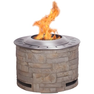 20.5" Round Smokeless Fire Pit Stackstone Look Stainless Steel Top ...