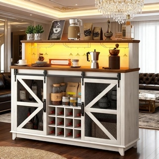 Coffee Bar Cabinet Farmhouse Wine Cabinet for Kitchen - Bed Bath ...