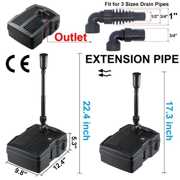 Upgraded 660 GPH 4 in 1 Pond Filter Water Pump Ponds Filter Kit ...