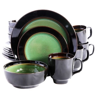 16 Piece Stoneware Dinnerware Set in Fern and Black - Bed Bath & Beyond ...