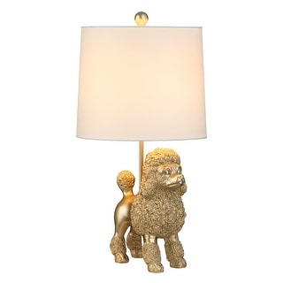 Gold Resin Poodle Dog Table Lamp with Linen Shade - Bed Bath & Beyond ...