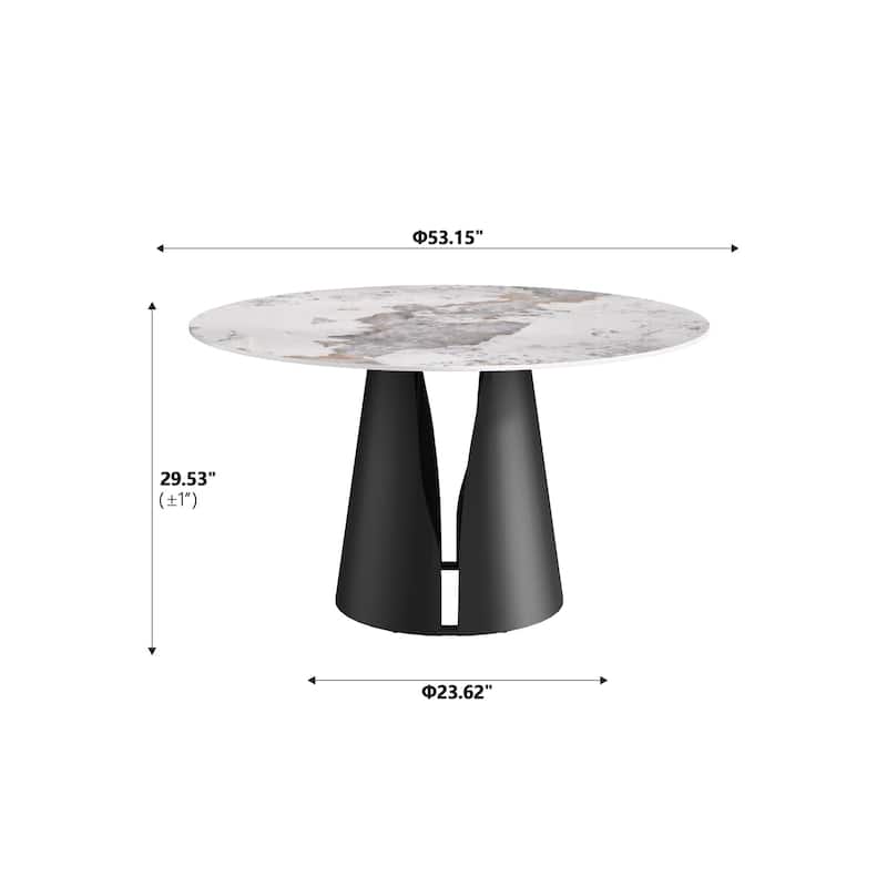 Round Marble Sintered Stone Dining Room Table, Modern Kitchen Table ...
