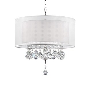 Chic Silver Ceiling Lamp with Crystal Accents and Silver Shade - 19" x ...