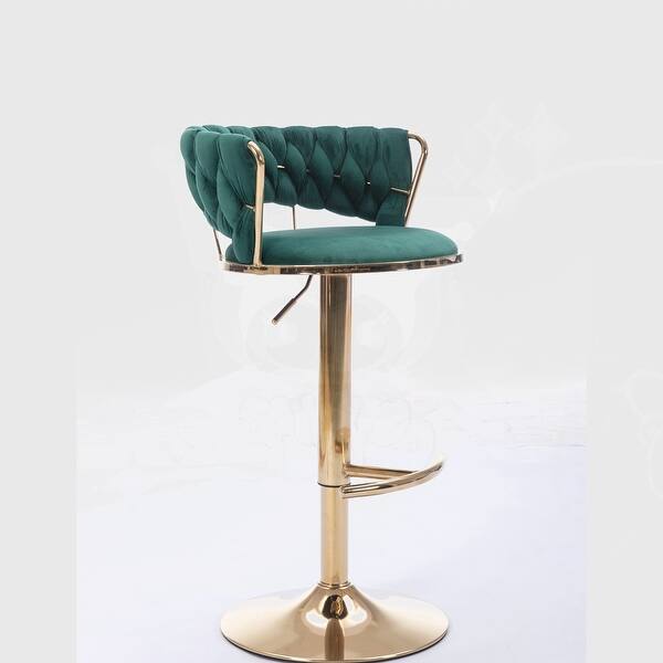 Height Adjustable Mechanical Lifting Bar Stools Velvet Set of 2 - Bed ...