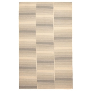 ECARPETGALLERY Flat-Weave Boho Cream, Grey Wool Kilim - 5'0 x 8'0 - Bed ...