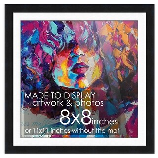 8x8 Frame Black Matted for 8x8 Picture or 11x11 Art Poster Without ...