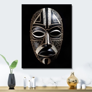 Designart "Ethnical Traditional African Mask X" African Tribal Metal ...