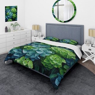 Designart - Green Blue Hydrangea Emerald Blooms - Hydrangea Bedding ...